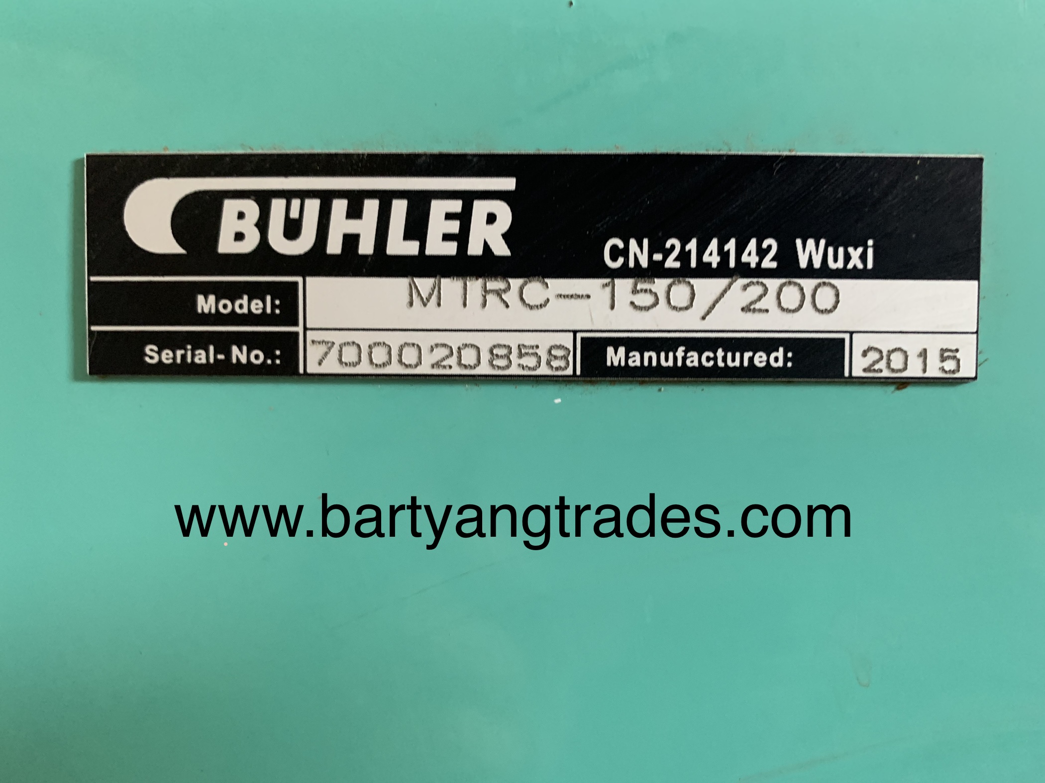 Used Buhler MTRC separator manufactured in 2015